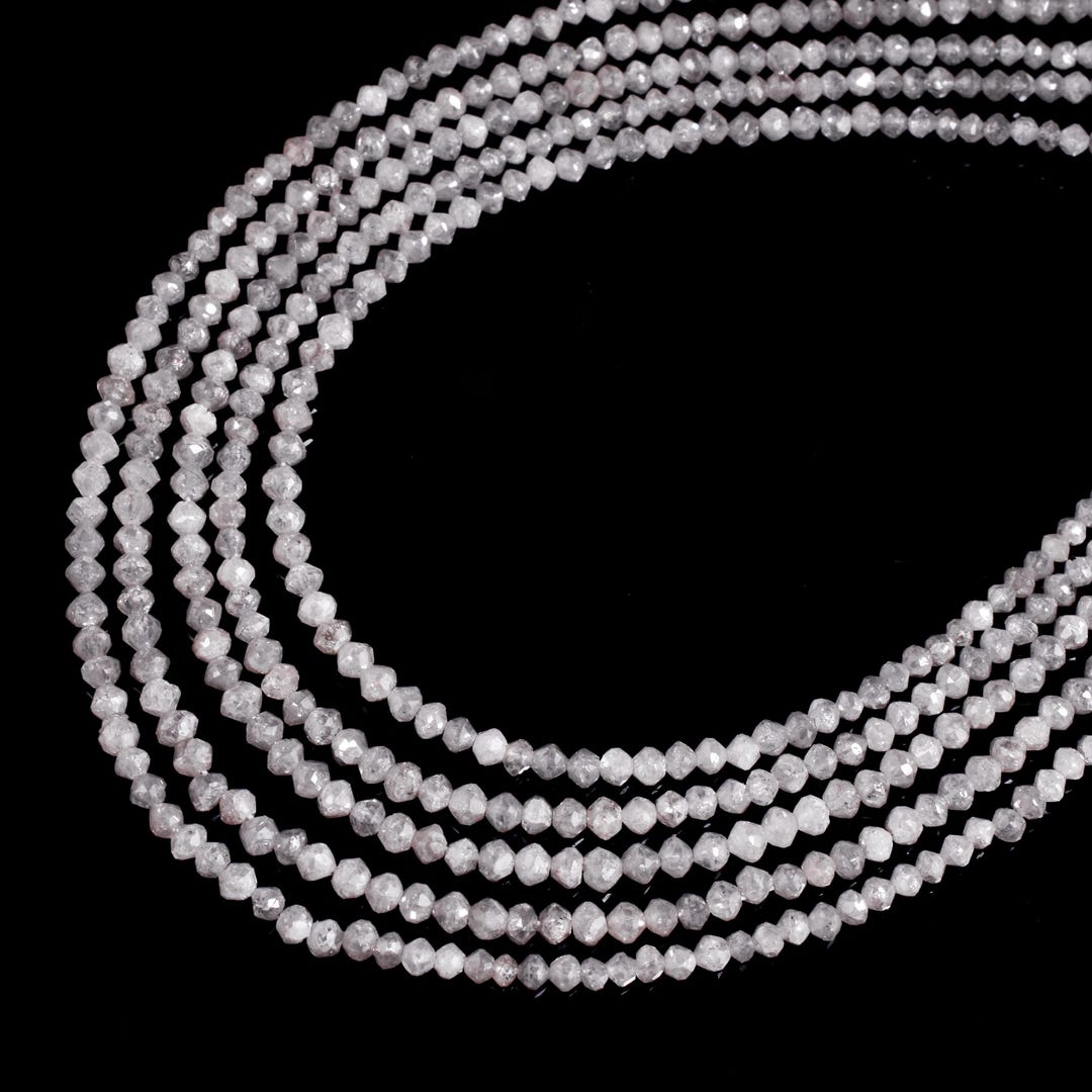 Faceted White Diamond Beads: Natural Rondelle Jewelry Making, 15 Inch ...