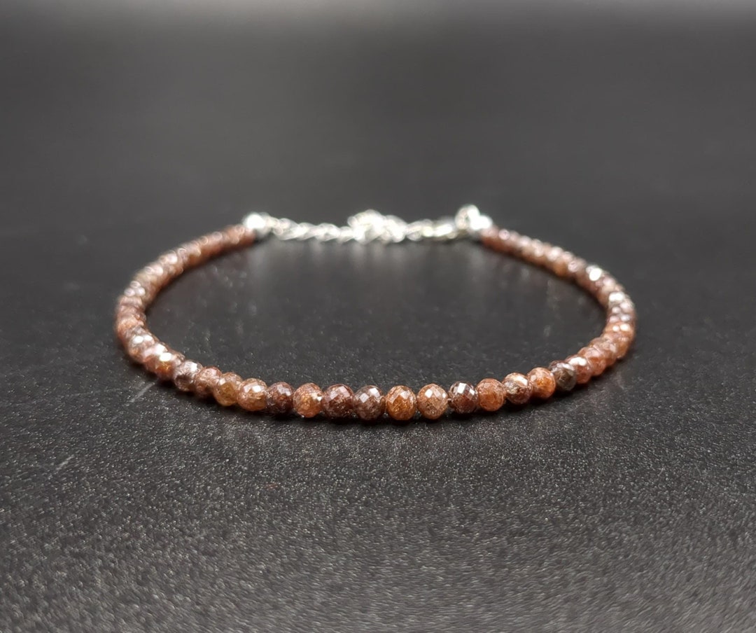 100% Natural Champagne Red Diamond Balls Bracelet 925 Sterling Silver ...