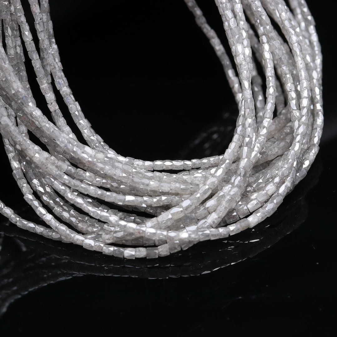 White Diamond Tube Bead Natural White Sparkling Faceted Tube Bead AAA++ ...