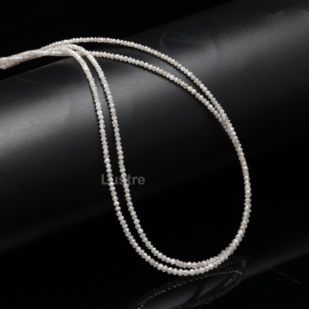 Faceted White Diamond Rondelle Beads Necklace: Personalized Jewelry ...