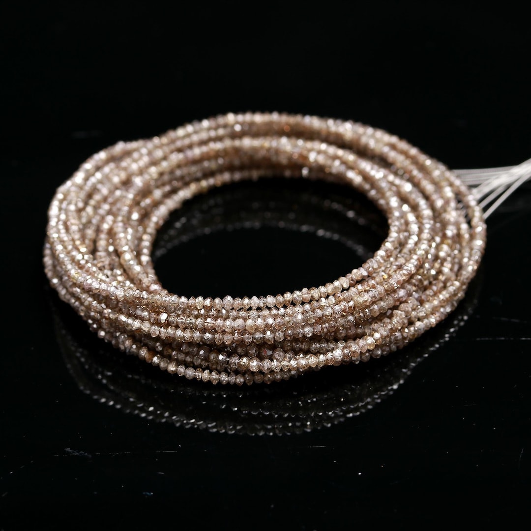 Natural Champagne Diamond Rondelle Beads: Chocolate Brown Faceted ...