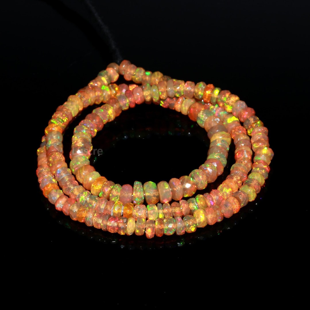 AAA+ Ethiopian Opal Faceted Rondelle Beads: Fire Opal (4-5.5 Mm) - Etsy