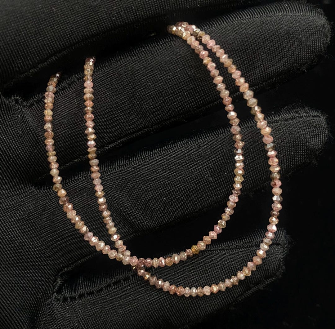 Natural Red Diamond Rondelle Beads: Faceted Champagne Diamond, 15 Inch ...