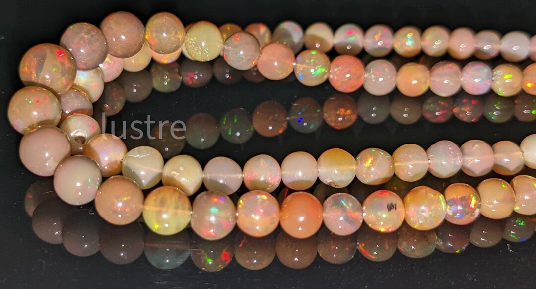 Ethiopian Opal Smooth Round Bead Yellow Base 100% Natural Welo Fire ...