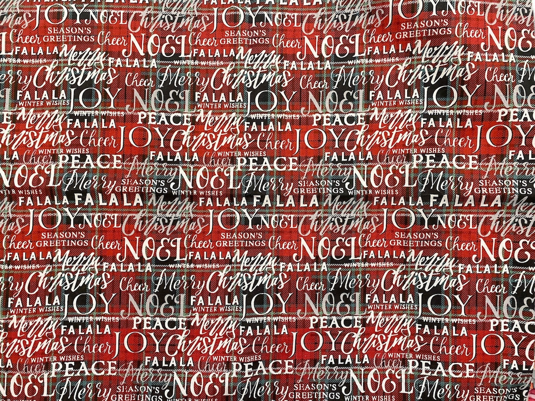 Christmas Letters Fabric/ Holiday Cotton Woven Fabric/ Red Green Fabric ...