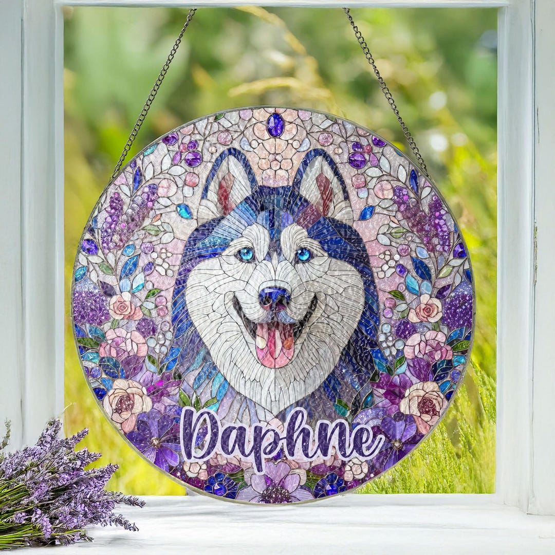 Husky Stained Glass Suncatcher/ Alaskan Klee Kai Personalized Memorial ...