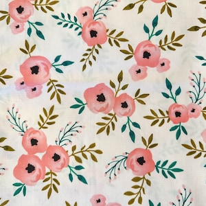 Summer Rose Floral Fabric/ Spring Watercolor Flower Fabric/ Cotton ...