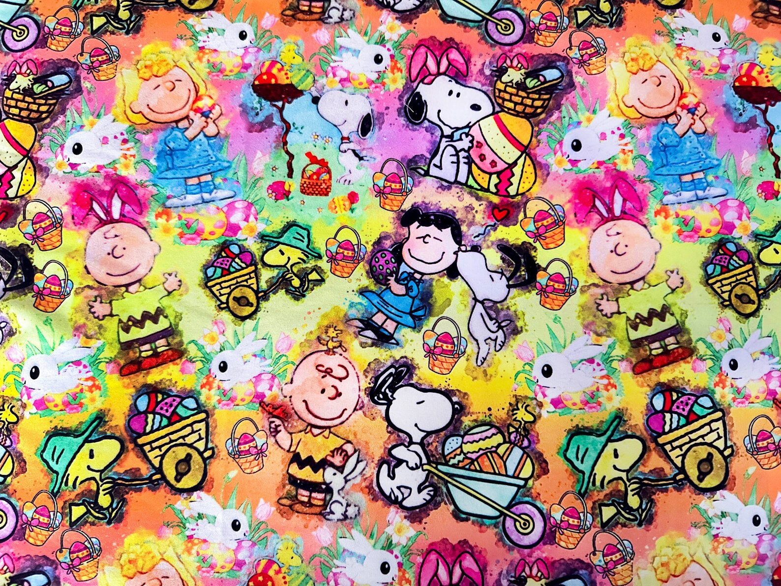 Easter Fabric/ Snoopy Fabric/ WOODSTOCK Charlie Brown Fabric / Bunny ...