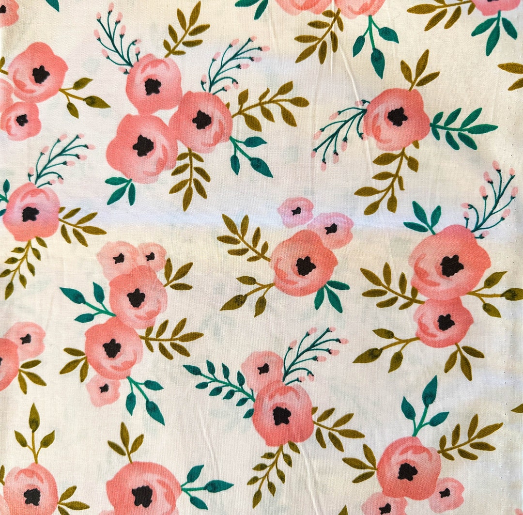 Summer Rose Floral Fabric/ Spring Watercolor Flower Fabric/ Cotton ...