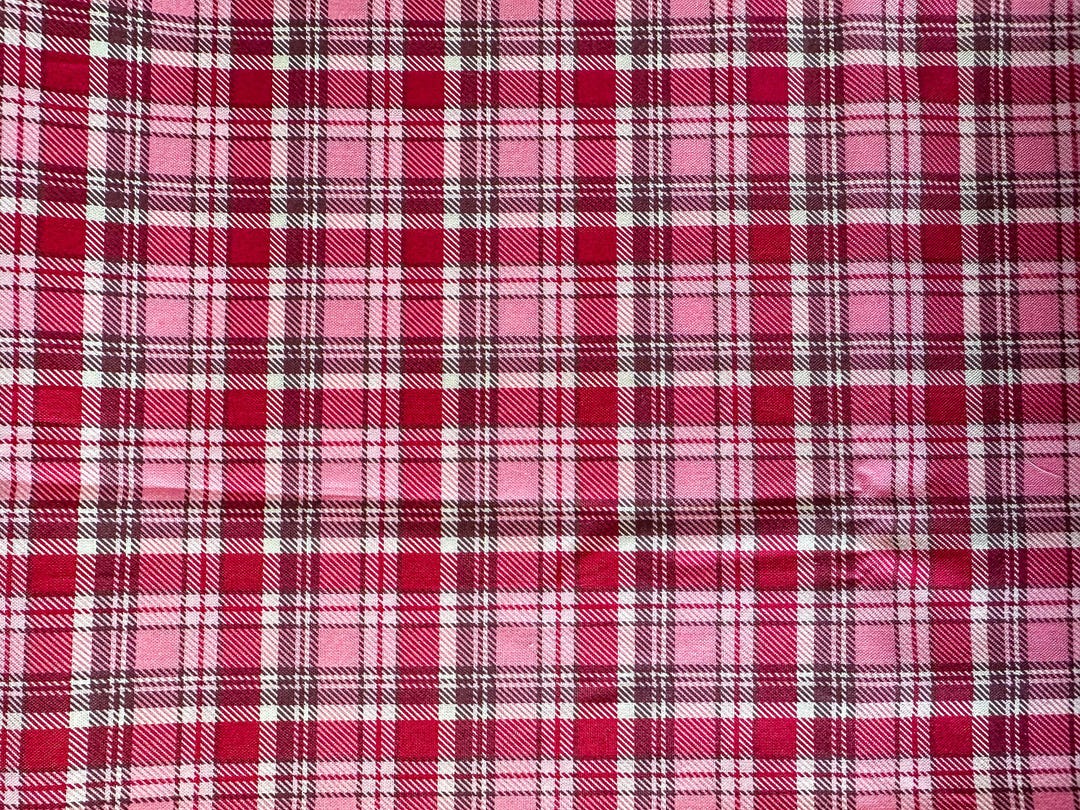 Pink Valentine Plaid Fabric/ Cotton Woven Tartan Checkered Fabric/ Red ...