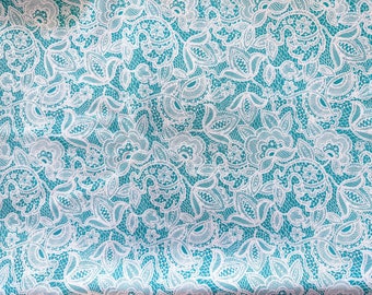 Teal Floral Fabric - Etsy