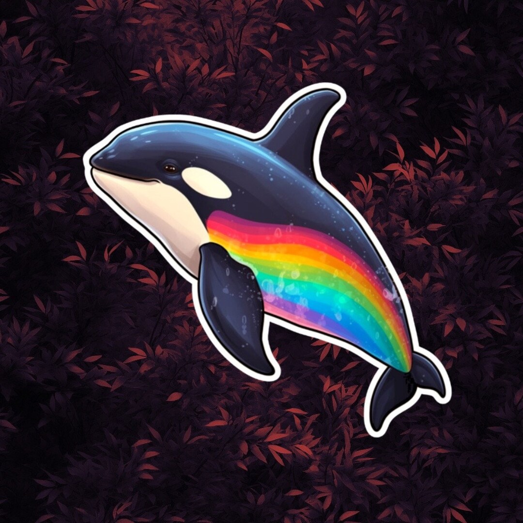 Rainbow Orca Whale Sticker - Pride, Spirit Animal - Etsy