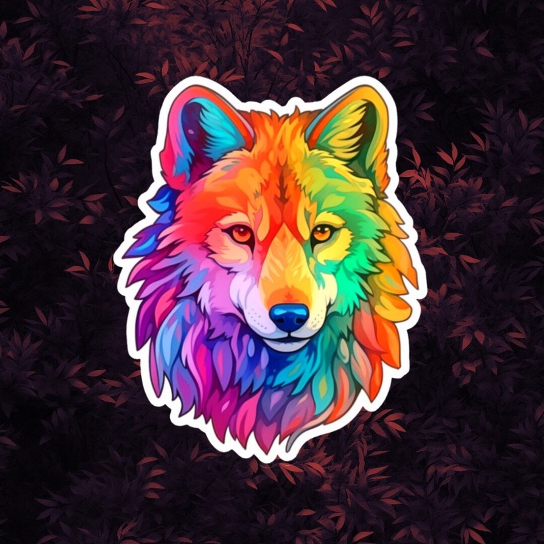 Rainbow Wolf Sticker - Pride, Spirit Animal - Etsy