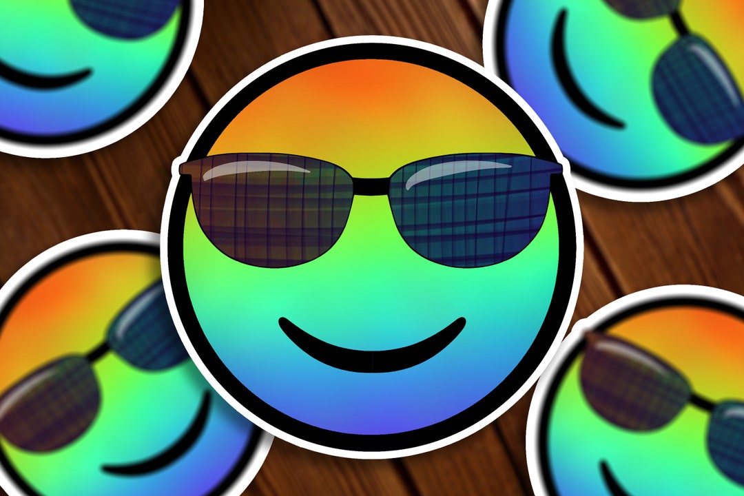 Rainbow Smiley Face Pride Sticker - Sunglasses - Etsy