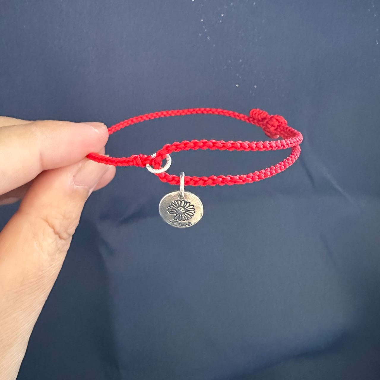 925 Sterling Silver Flower Red String Bracelet Lucky Bracelet ...