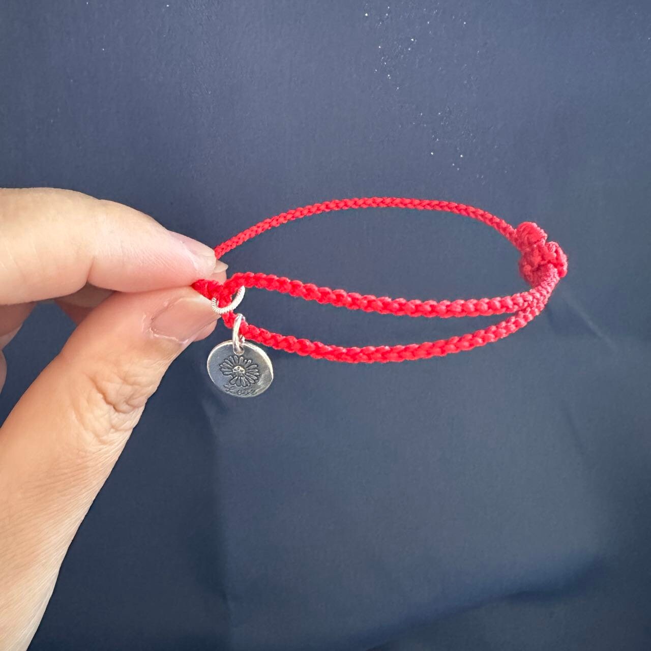 925 Sterling Silver Flower Red String Bracelet Lucky Bracelet ...