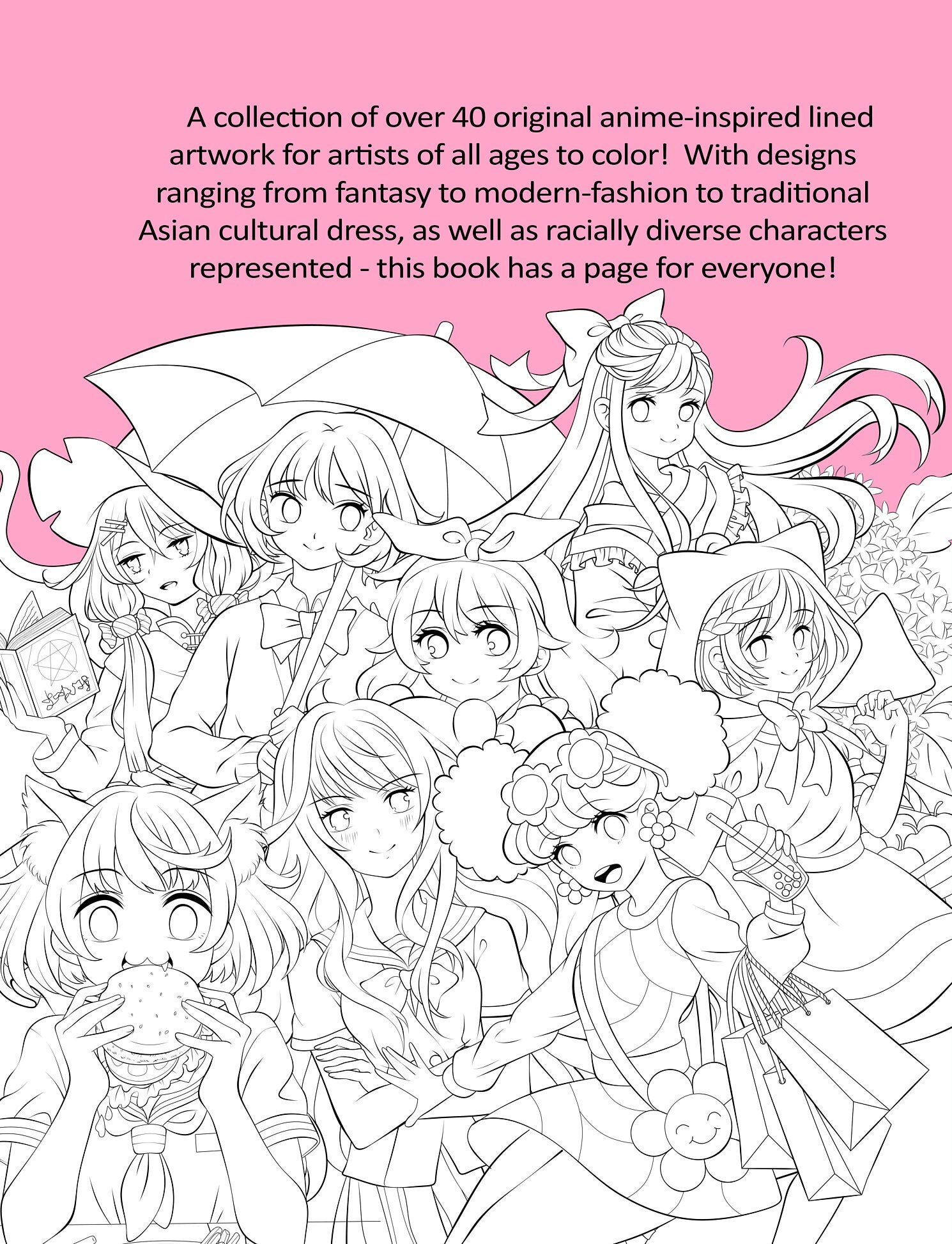 Let's Color!: Anime Girls Printable PDF Coloring Book Digital Download ...