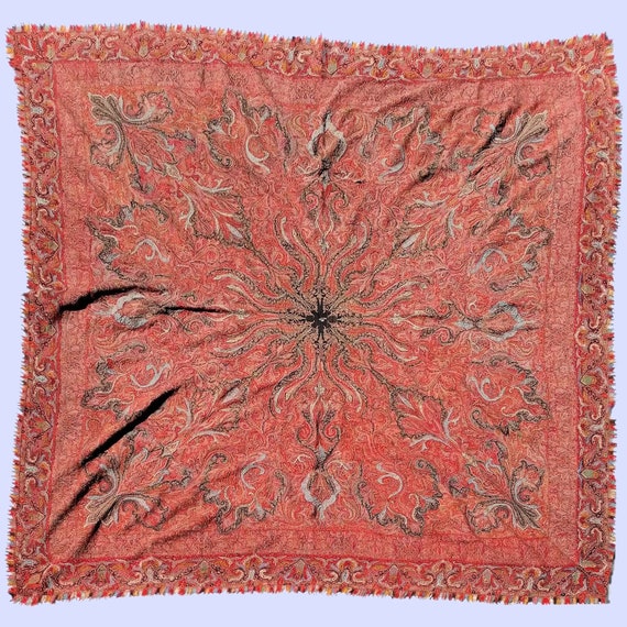 Antique mid 1800's PAISLEY Shawl English KIRKING Shaw… - Gem