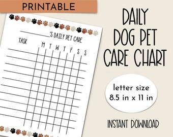 Printable Dog Care Chart, Weekly Dog Care Schedule, Dog Tasks and ...