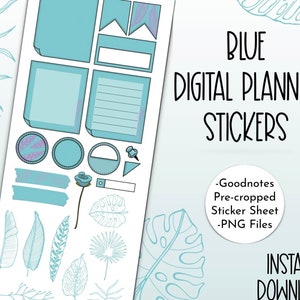 Minimalist Light Blue Calendar Digital Stickers for Goodnotes Planner ...