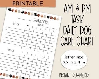 Printable Daily Dogpet Care Chart, Weekly Dog Care Schedule, Dog Tasks ...