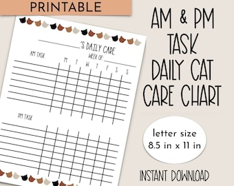 Cat Daily Care Chart - Etsy