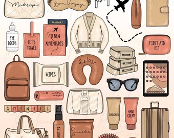 Travel Essentials Digital Stickers for Goodnotes Planner, Flight ...