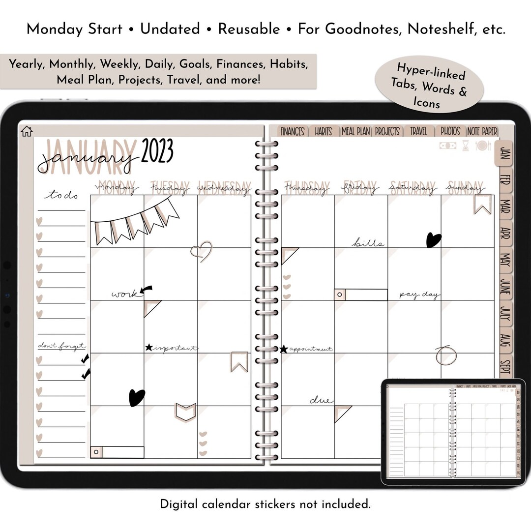 Minimalist Neutral Digital Planner for Goodnotes Digital - Etsy