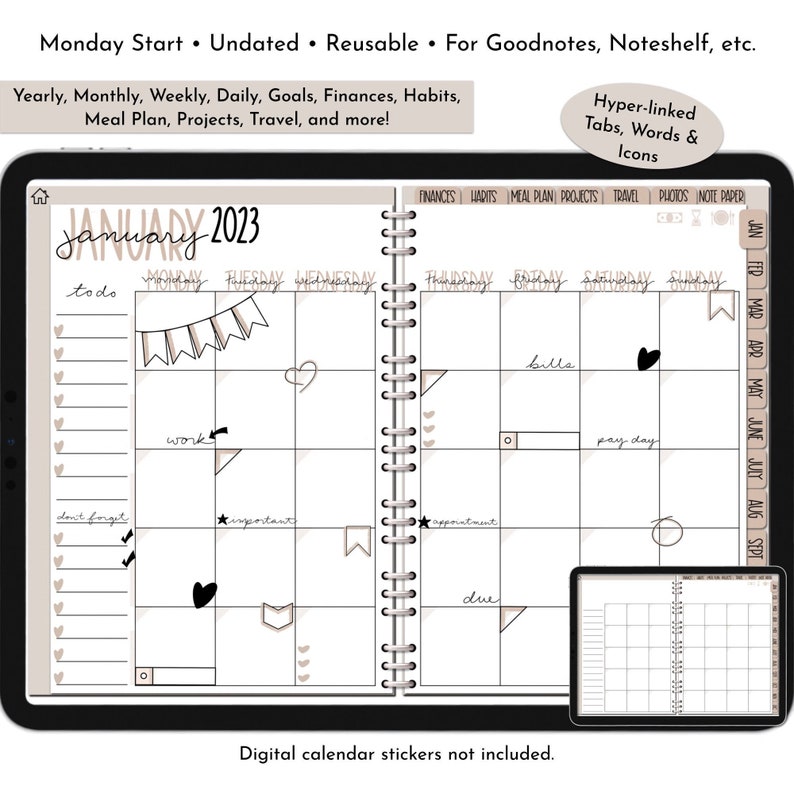 Minimalist Neutral Digital Planner for Goodnotes Digital - Etsy
