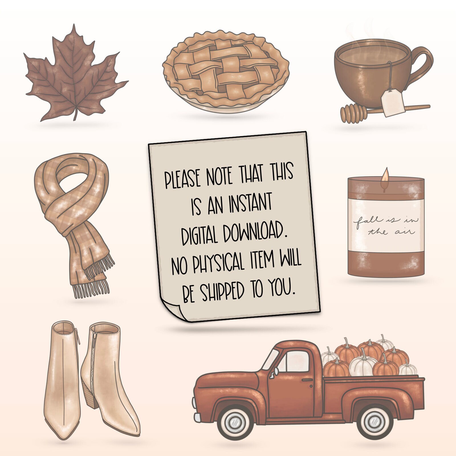 Fall Season Clipart Cozy Autumn Aesthetic iPad Digital Planner Stickers ...