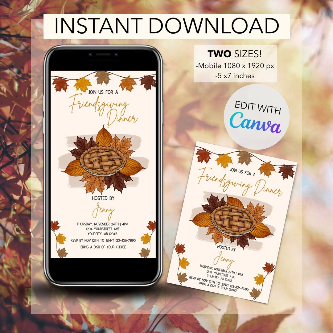 Friendsgiving, Mobile Invitation, Friendsgiving Invite, Dinner ...