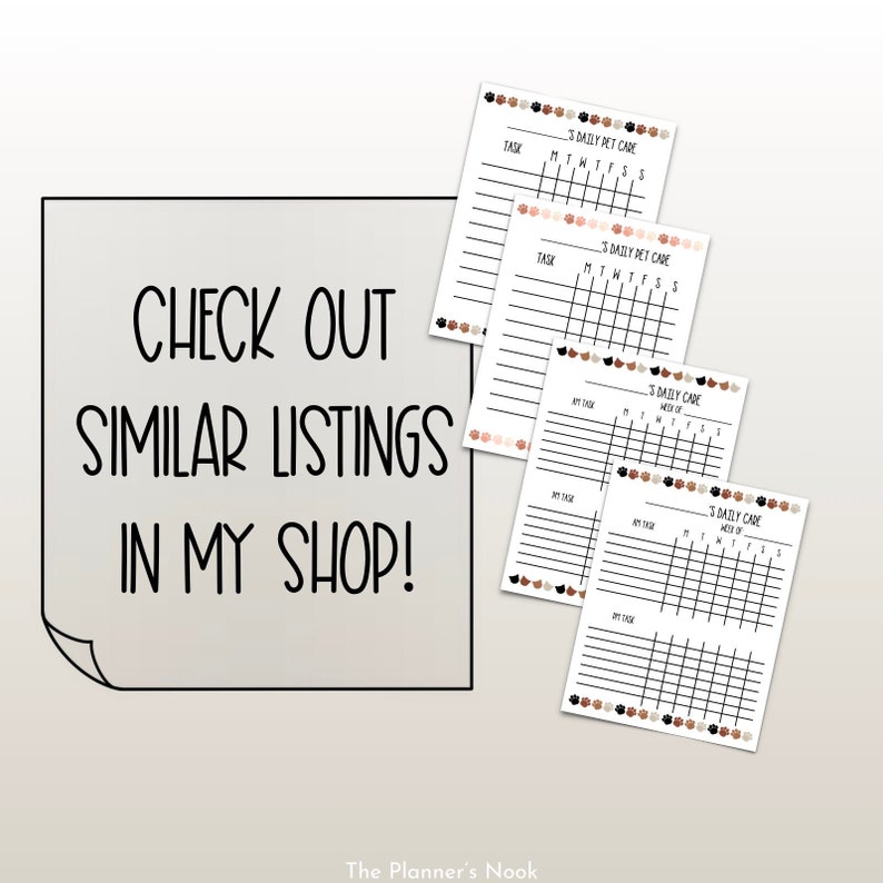 Printable Daily Cat Pet Care Chart, Weekly Cat Care Schedule, Cat Tasks ...