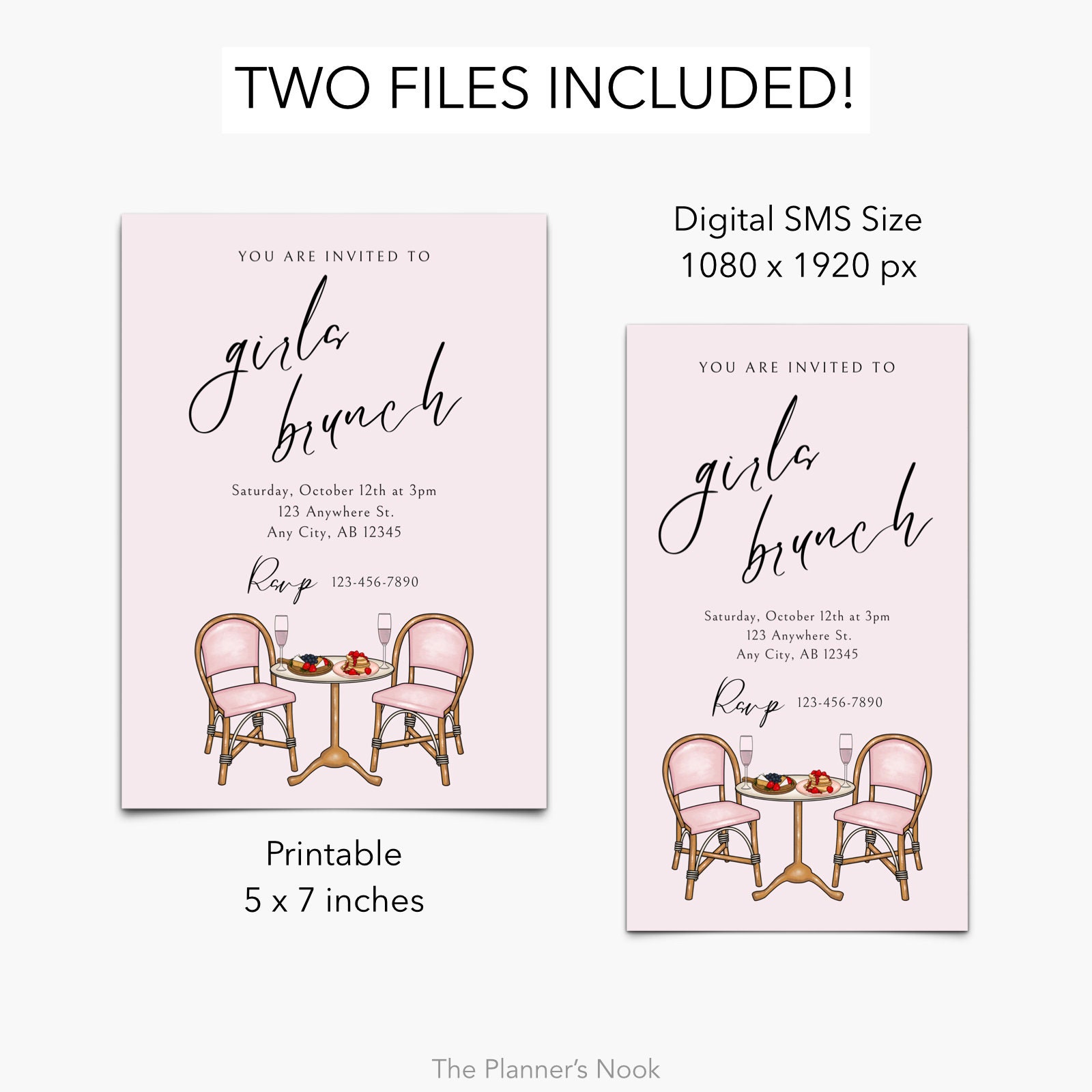 Girls Brunch Editable Invitation, Girls Brunch Mobile Invitation, Girls ...