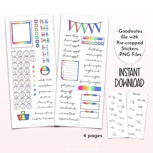 Minimalist Rainbow Daily Life Digital Stickers for Goodnotes Planner ...