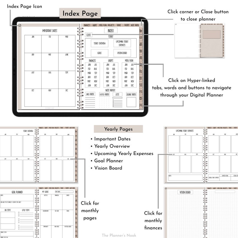 Minimalist Neutral Digital Planner & Calendar Stickers for Goodnotes ...