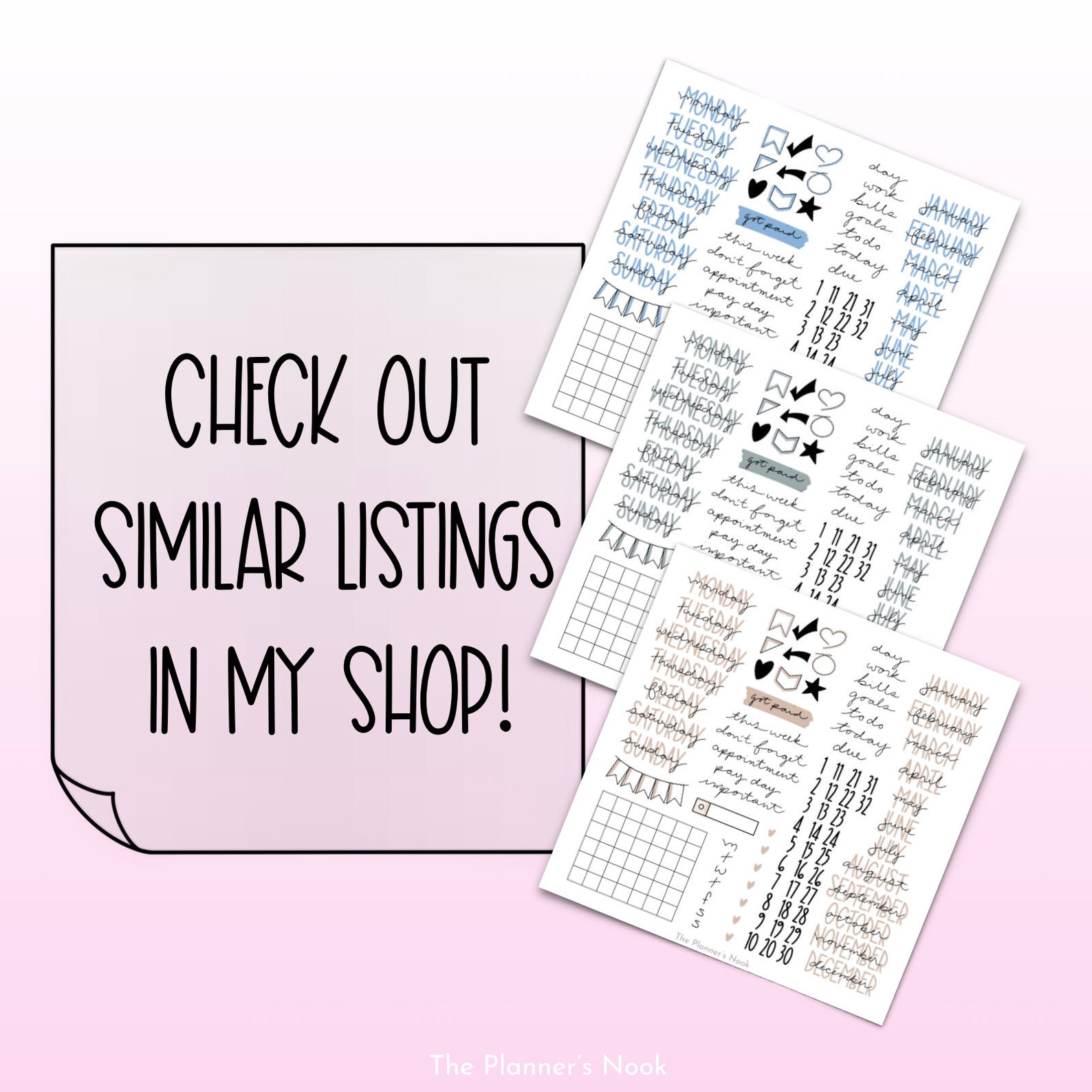Minimalist Pink Calendar Digital Stickers for Goodnotes Planner Month ...
