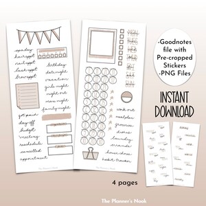 Minimalist Neutral Daily Life Digital Stickers for Goodnotes Planner ...