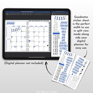 Minimalist Blue Calendar Digital Stickers for Goodnotes Planner Month ...