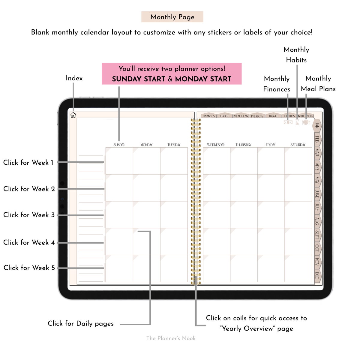 Aesthetic Minimalist Digital Planner & Digital Stickers for Goodnotes ...