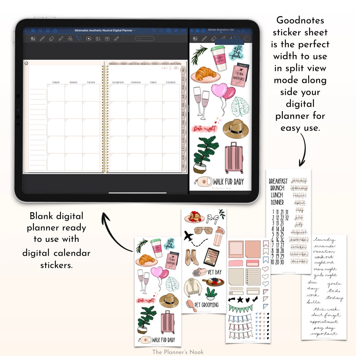 Aesthetic Minimalist Digital Planner & Digital Stickers for Goodnotes ...