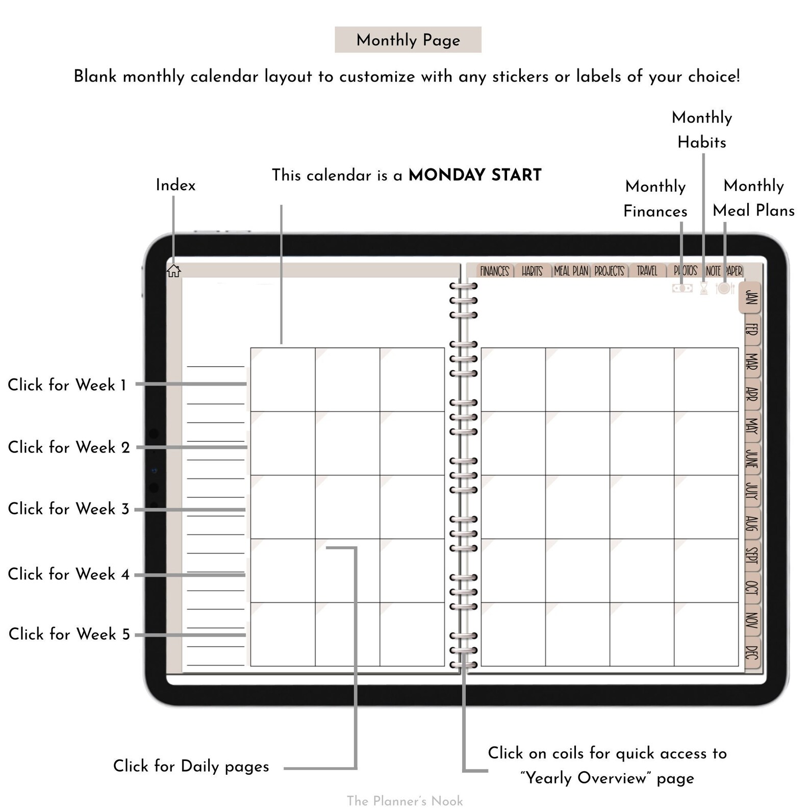 Minimalist Neutral Digital Planner & Calendar Stickers for Goodnotes ...