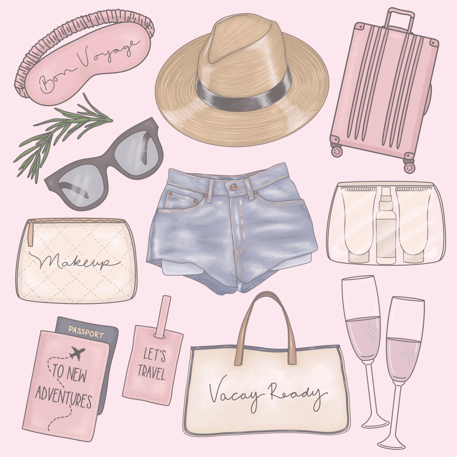 Bachelorette Vacation Clipart Girls Trip Tropical Birthday Vacation ...