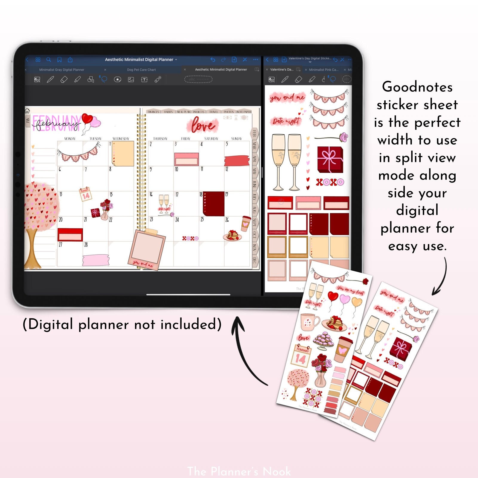 Valentines Day Digital Stickers Clipart Goodnotes File iPad Digital ...