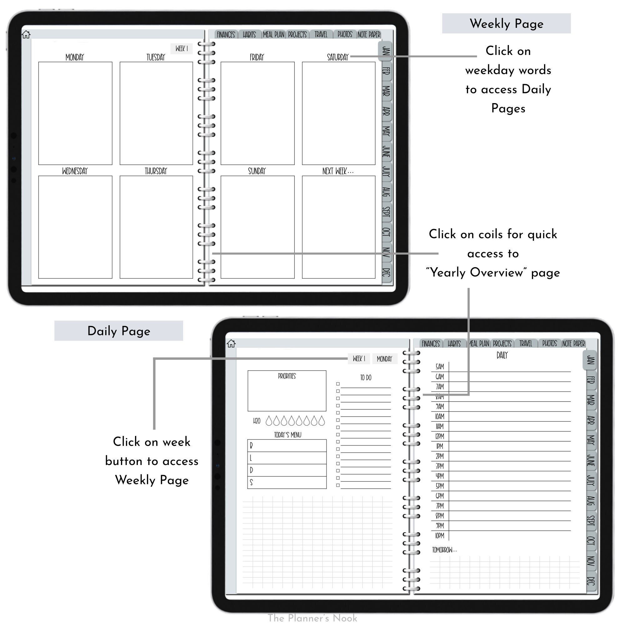 Minimalist Gray Digital Planner & Calendar Stickers for Goodnotes ...