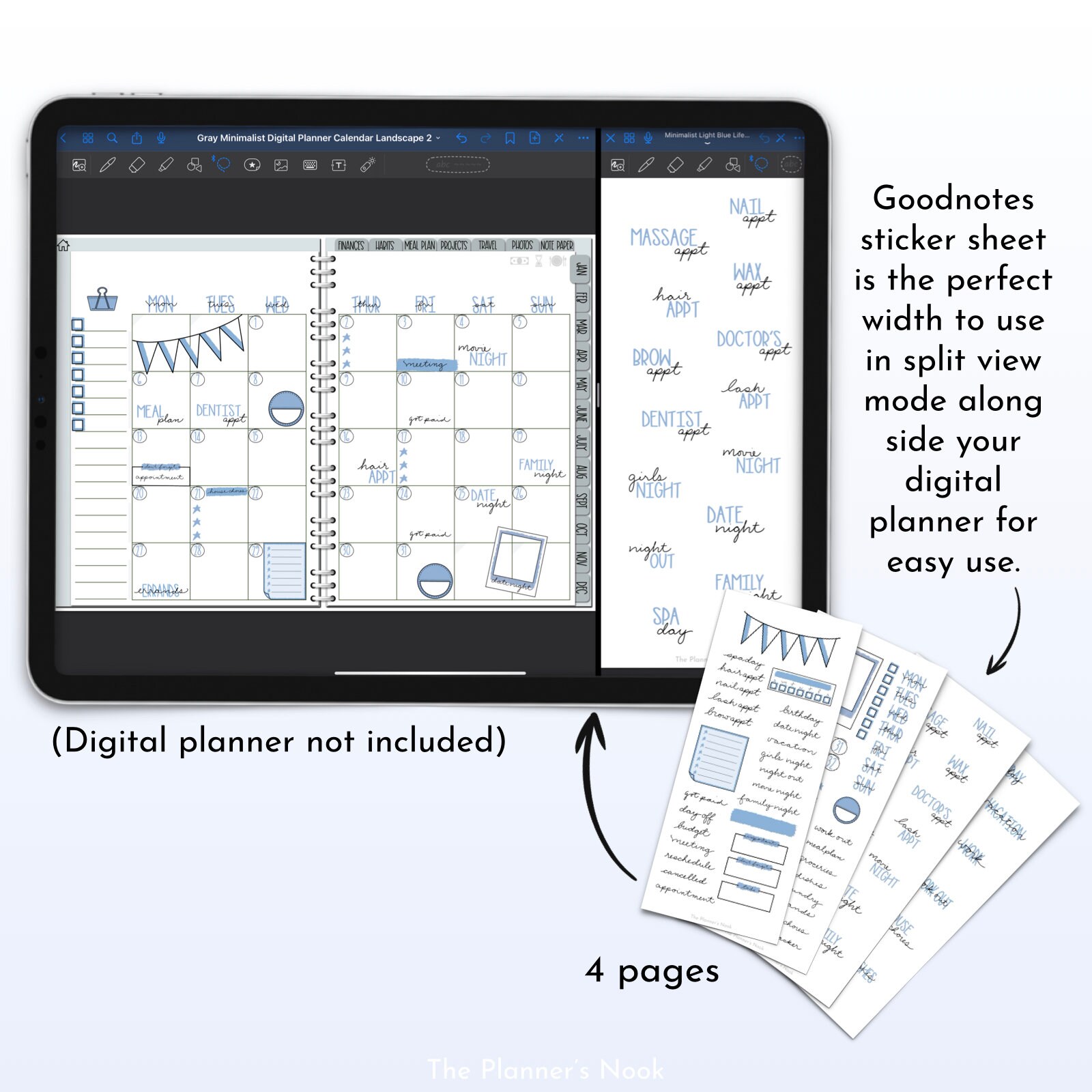 Minimalist Light Blue Daily Life Digital Stickers for Goodnotes Planner ...