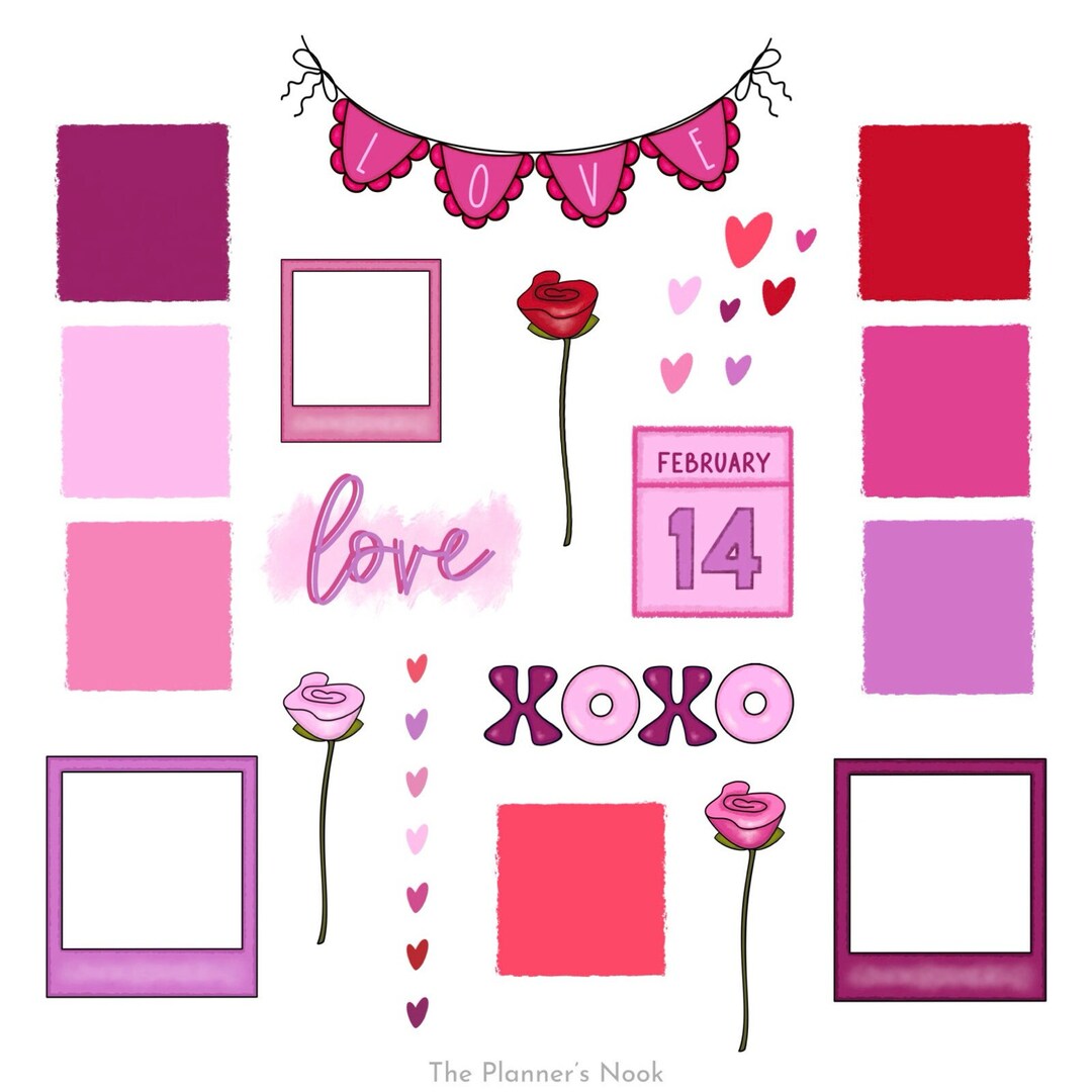 Valentine’s Day Digital Stickers Clipart Goodnotes File iPad Digital ...