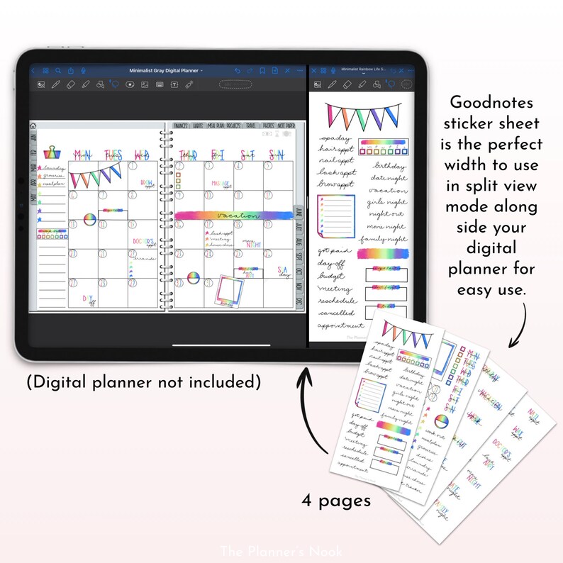 Minimalist Rainbow Daily Life Digital Stickers for Goodnotes Planner ...