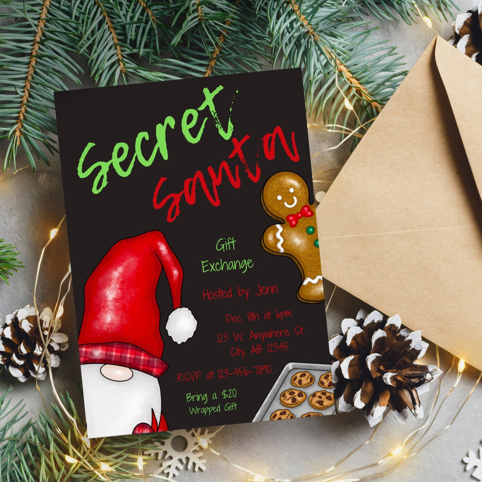 Secret Santa Editable Invitation Mobile Invitation Secret - Etsy