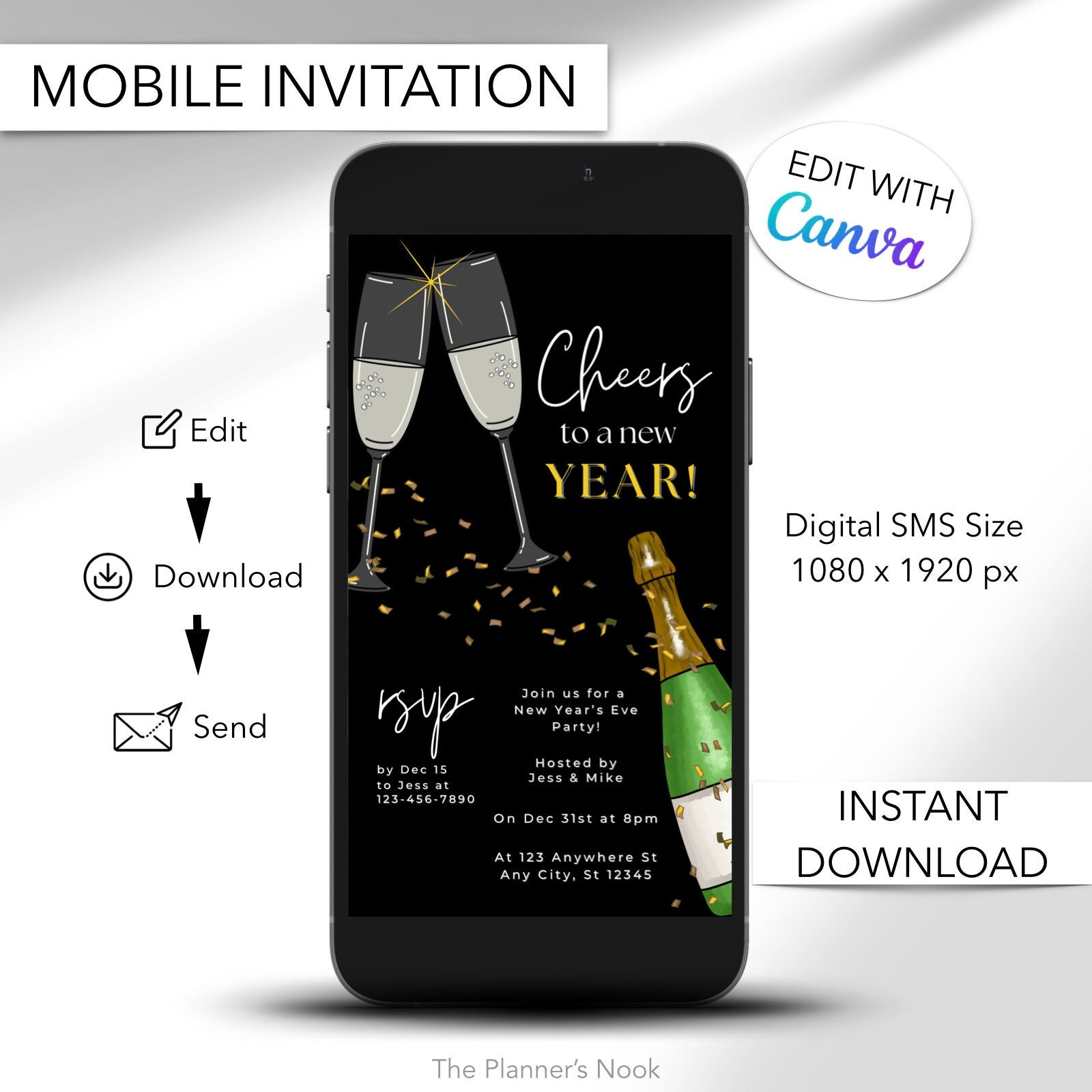 Editable New Year's Eve Mobile Invitation (digital) - Etsy