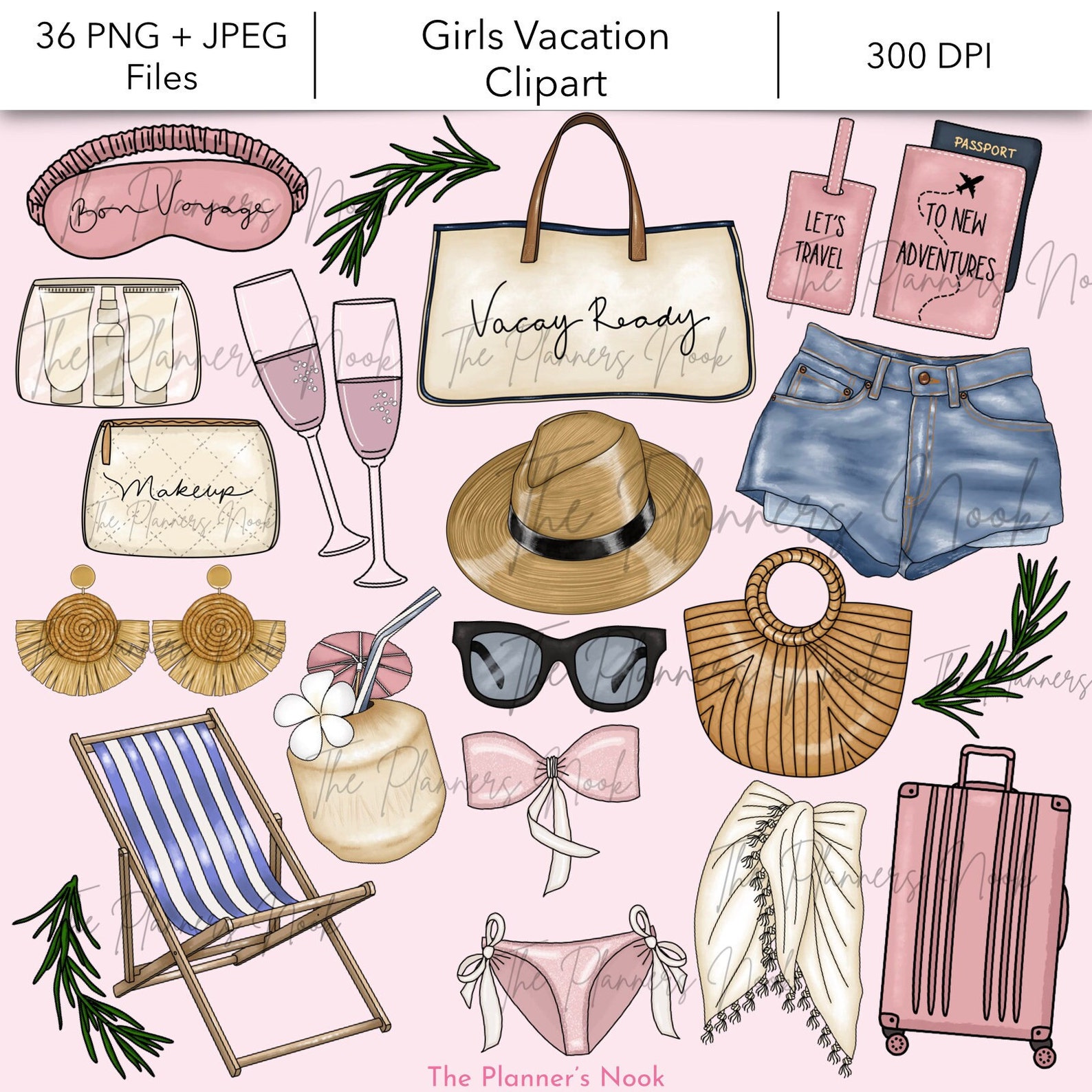 Bachelorette Vacation Clipart Girls Trip Tropical Birthday Vacation ...